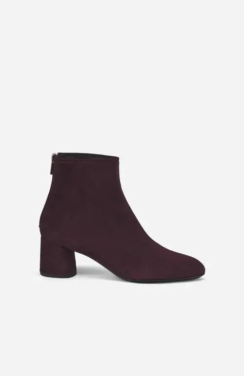 Agl Olga Suede Zip Up Block Heel Booties - Wine