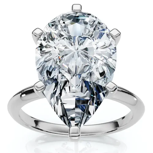 BLISS DIAMOND 3ct Pear Shape Solitaire Lab Grown Diamond Engagement Ring - 14k White Gold