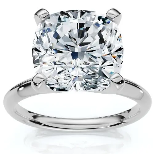 BLISS DIAMOND Certified 5ct Cushion Lab Grown Solitaire Diamond Ring - 14k White Gold