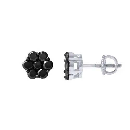 LUVMYJEWELRY 0.75 Ctw Black Diamond 10k Gold Stud Earrings - 10k White Gold
