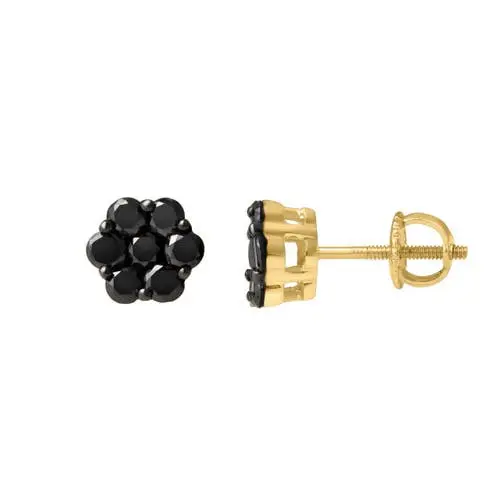 LUVMYJEWELRY 1.1 Ctw Black Diamond 10k Gold Stud Earrings - 10k Yellow Gold