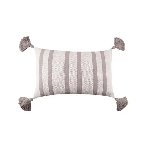 CAROL & FRANK Joey Striped Cotton Accent Pillow - Gray