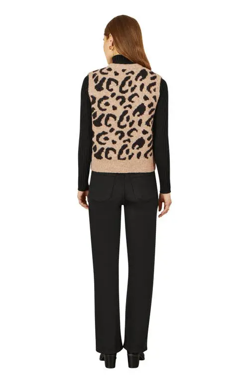 YUMI Knitted Cheetah Print Tie Waistcoat