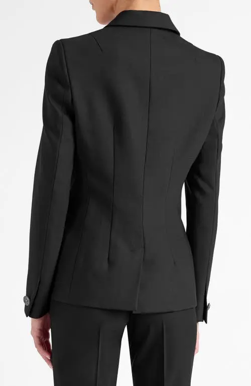Santorelli Quinn Double Breasted Jacket In Virgin Wool Stretch - Black