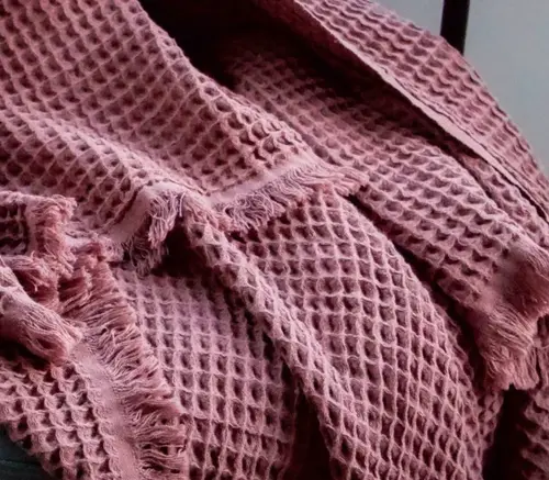 Anaya Turkish Cotton Waffle Throw - Burgundy