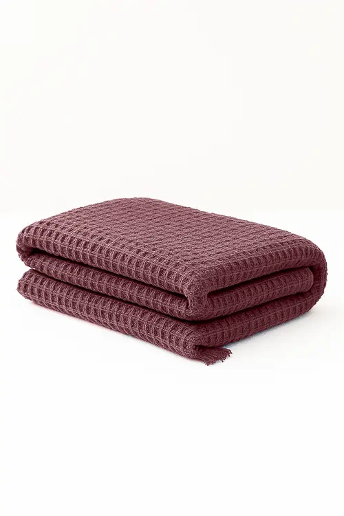 Anaya Turkish Cotton Waffle Throw - Burgundy