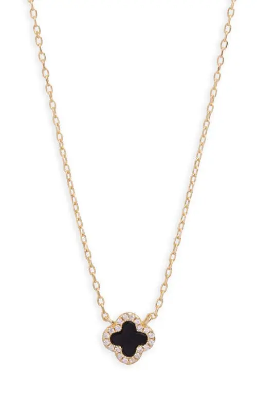 Argento Vivo Black Onyx Clover Pendant Necklace - Gold