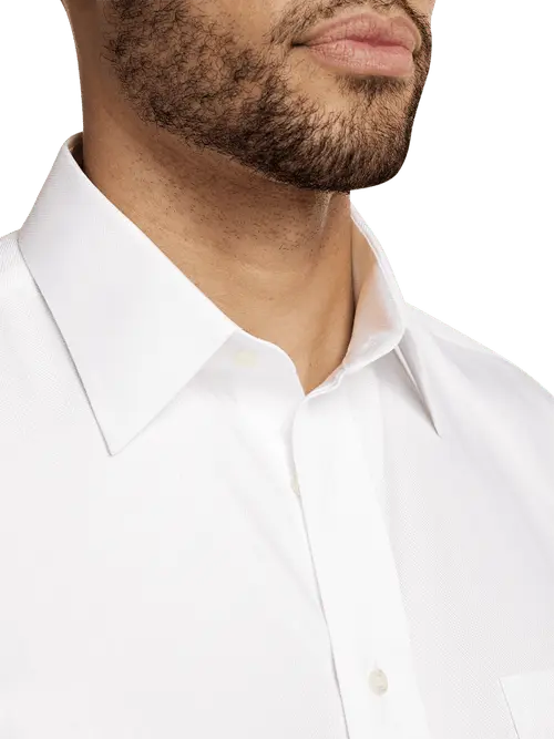 PAUL FREDRICK Non-iron Cotton Herringbone Point Collar Dress Shirt