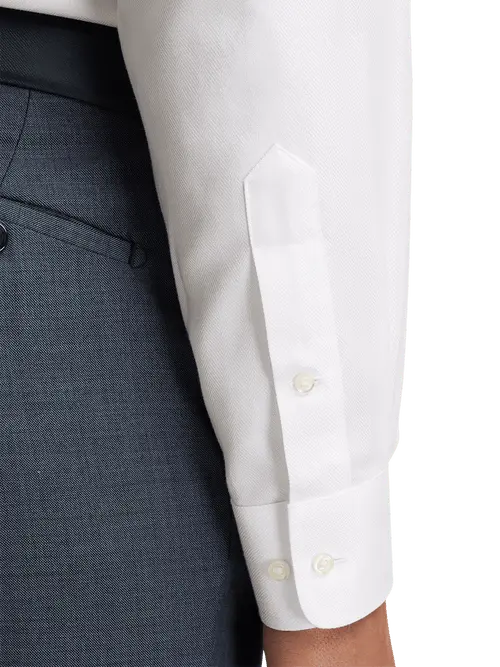 PAUL FREDRICK Non-iron Cotton Herringbone Point Collar Dress Shirt
