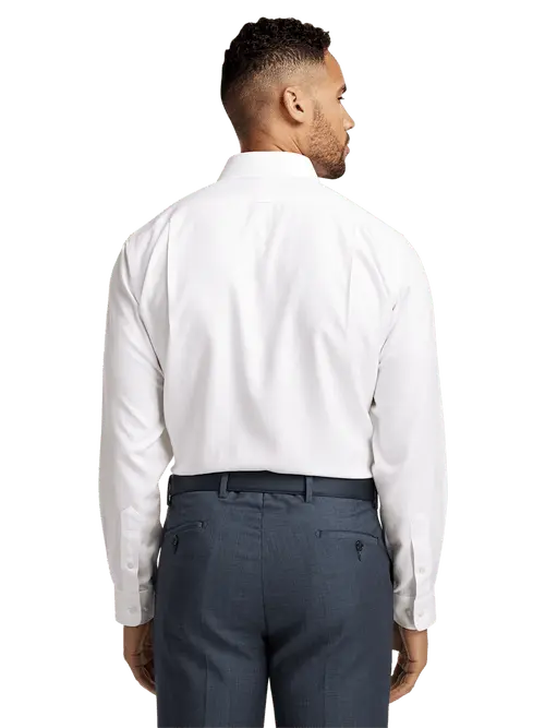 PAUL FREDRICK Non-iron Cotton Herringbone Point Collar Dress Shirt