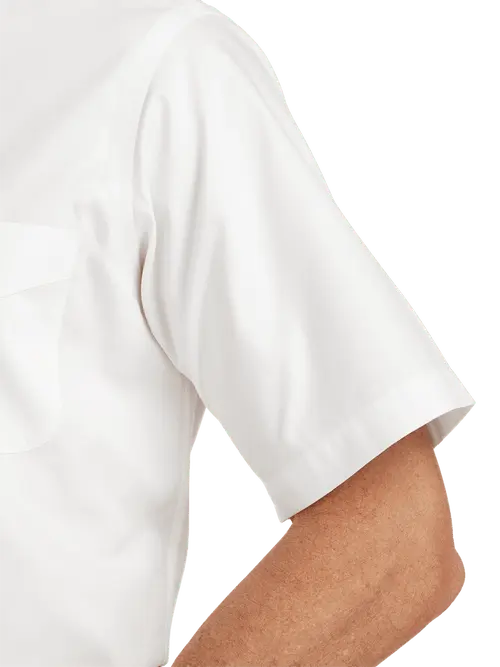 PAUL FREDRICK Non-iron Cotton Pinpoint Solid Point Collar Short Sleeve Dress Shirt