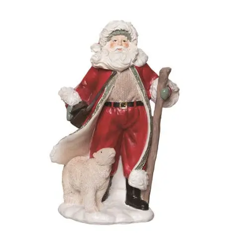 TRANSPAC Multicolor Gilded Accent Santa Figurine Decorative Resin Decor - Multicolored