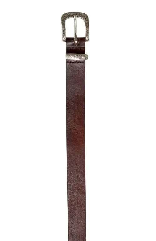 BLACK SUEDE STUDIO Rodeo Belt - Brown Leather/silver