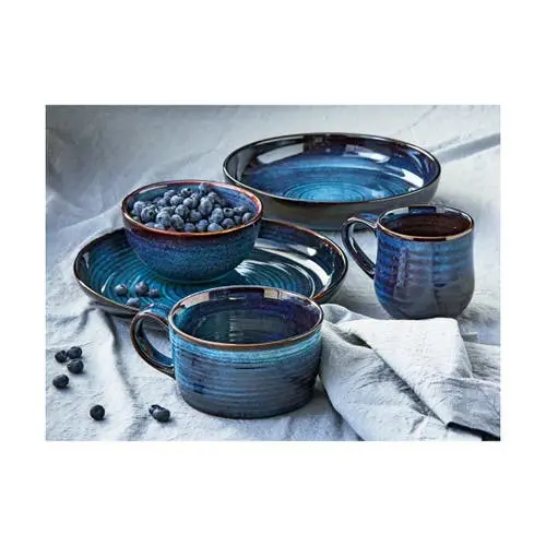 TAG Loft Textured Reactive Glaze Stoneware Bowl Set Of 4