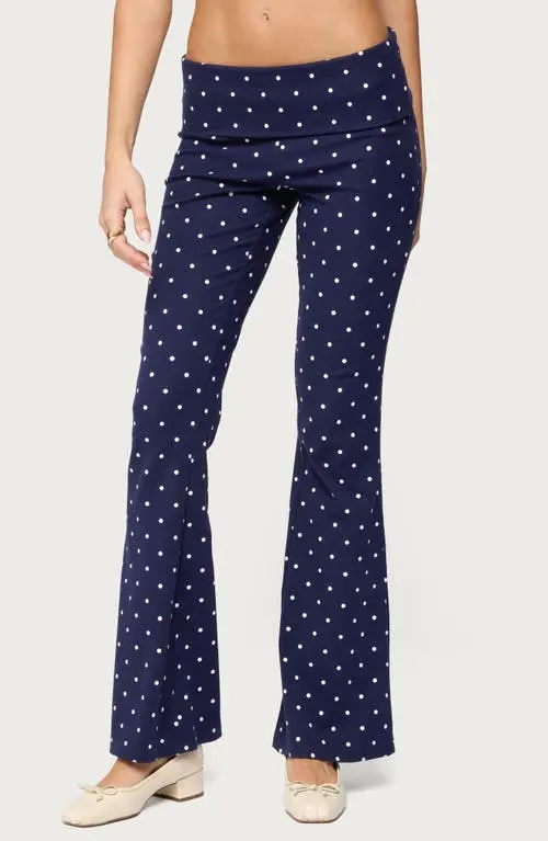 EDIKTED Daliya Dot Foldover Pants - Navy