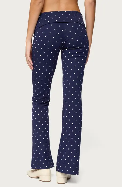 EDIKTED Daliya Dot Foldover Pants - Navy