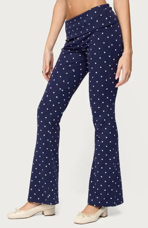 EDIKTED Daliya Dot Foldover Pants - Navy