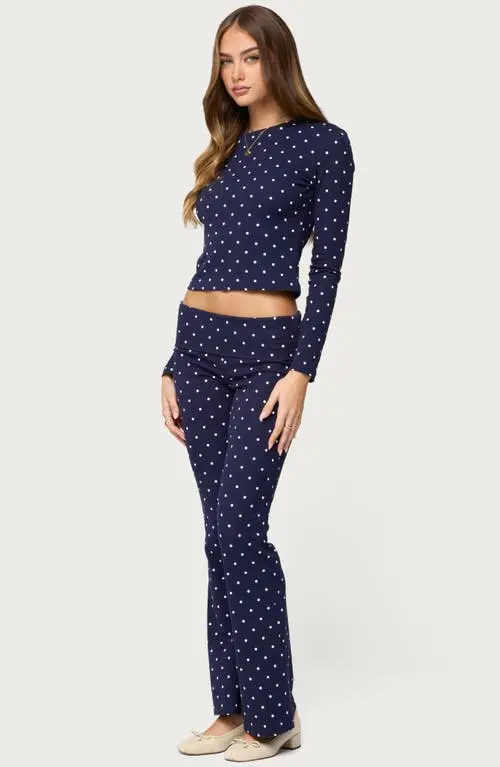 EDIKTED Daliya Dot Foldover Pants - Navy