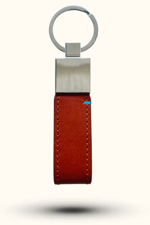 BLUEBONNET Italian Leather Key Tag - Tuscan Tan