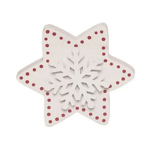 TRANSPAC Winter White Red Gold Wood Tabletop Figurines Decorations Set