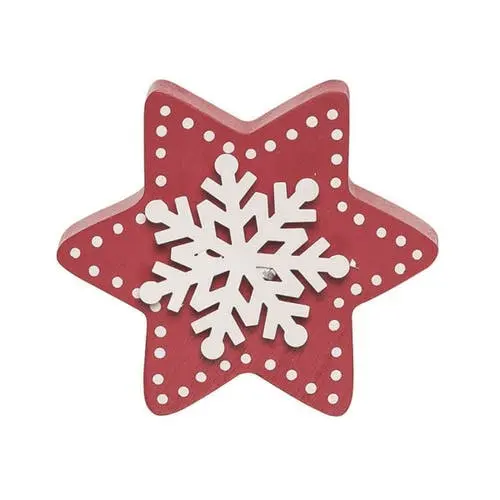 TRANSPAC Winter White Red Gold Wood Tabletop Figurines Decorations Set