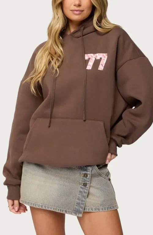 EDIKTED Graphic Oversized Hoodie - Brown