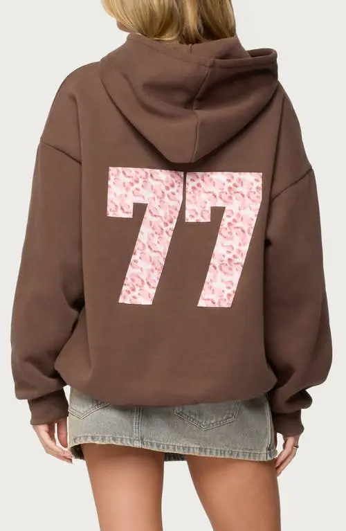 EDIKTED Graphic Oversized Hoodie - Brown