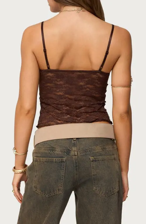 EDIKTED Eira Lace Camisole - Brown