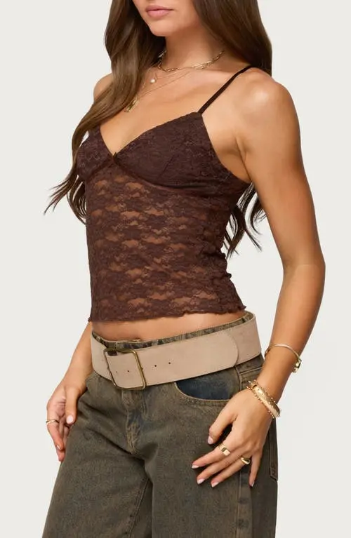 EDIKTED Eira Lace Camisole - Brown
