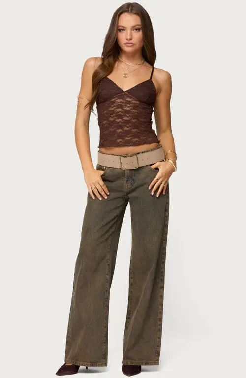 EDIKTED Eira Lace Camisole - Brown