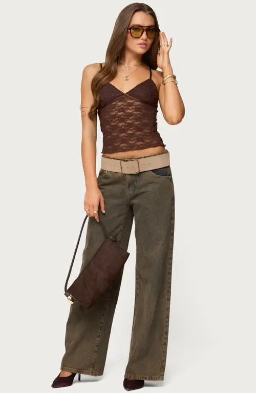 EDIKTED Eira Lace Camisole - Brown