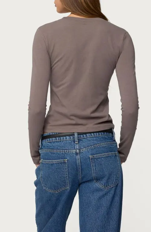 EDIKTED Kiyan Long Sleeve T-shirt - Gray