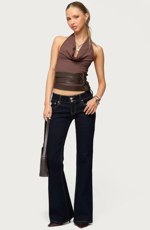 EDIKTED Buckle Halter Neck Top