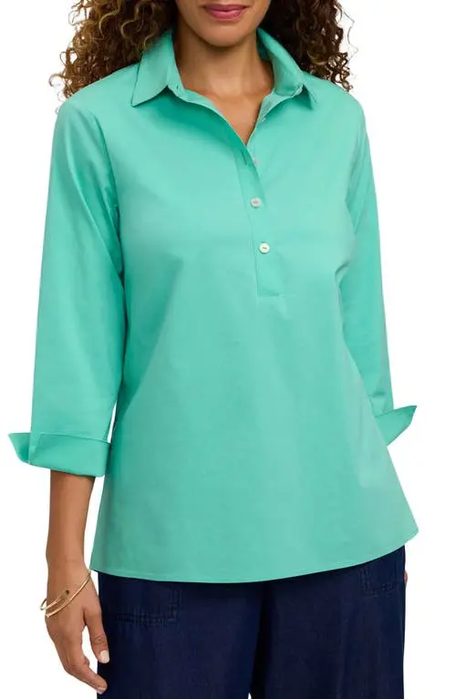 Foxcroft Therese Button Back Popover Shirt - Biscay Green