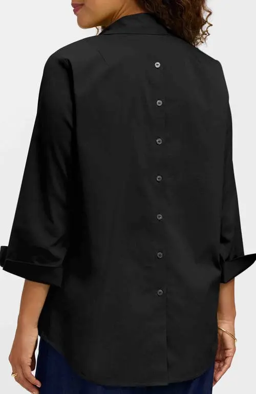 Foxcroft Therese Button Back Popover Shirt - Black