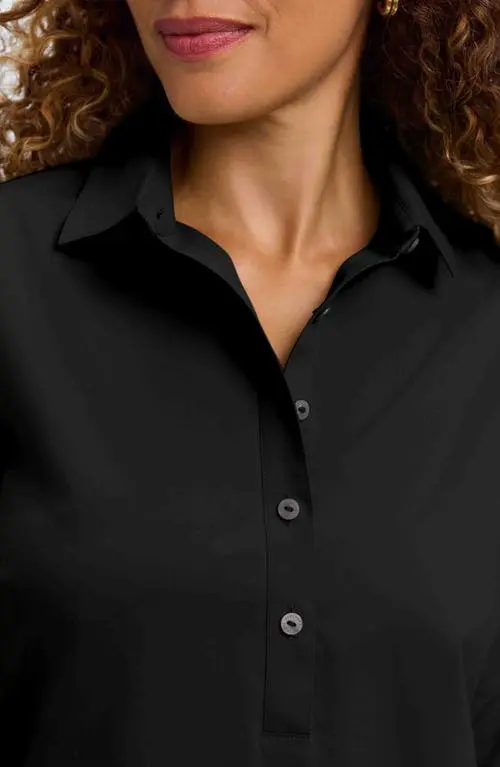 Foxcroft Therese Button Back Popover Shirt - Black