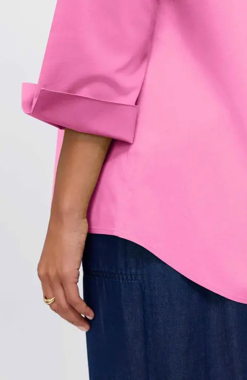 Foxcroft Therese Button Back Popover Shirt - Guava Pink