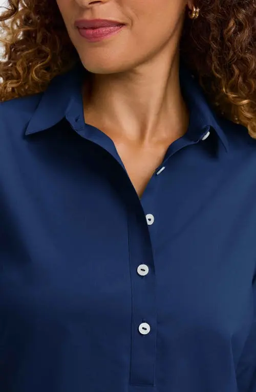 Foxcroft Therese Button Back Popover Shirt - Navy Blue