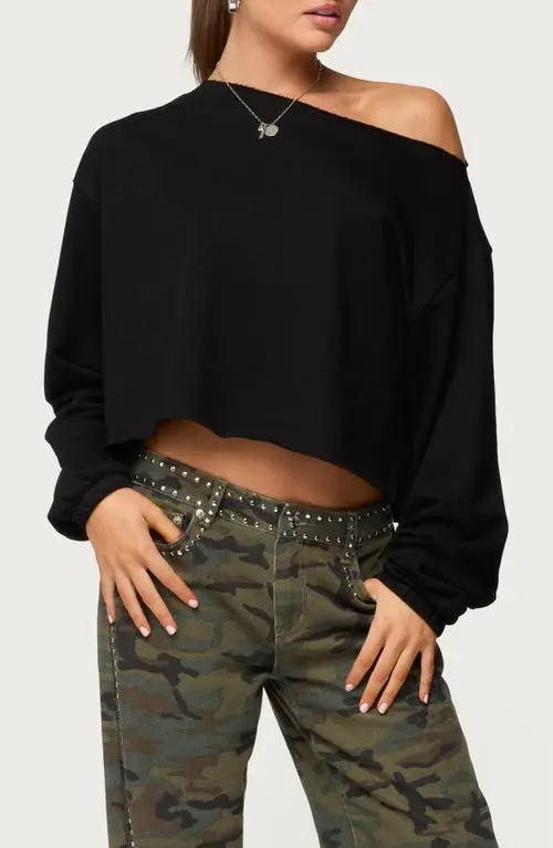 EDIKTED One-shoulder Sweatshirt - Black