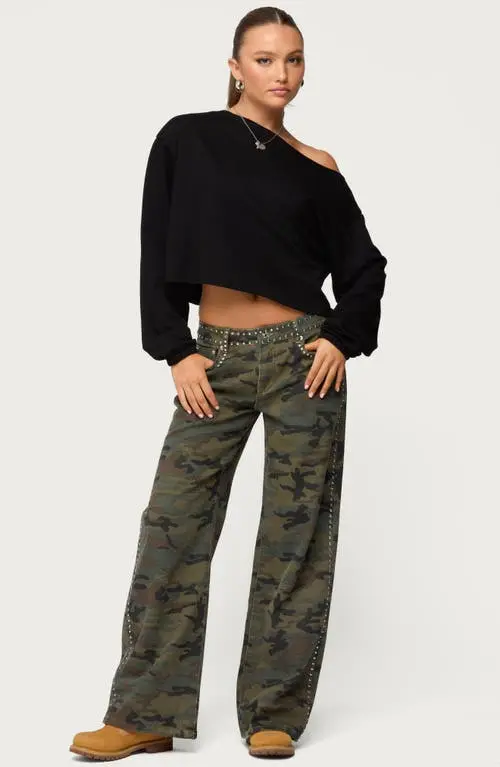 EDIKTED One-shoulder Sweatshirt - Black