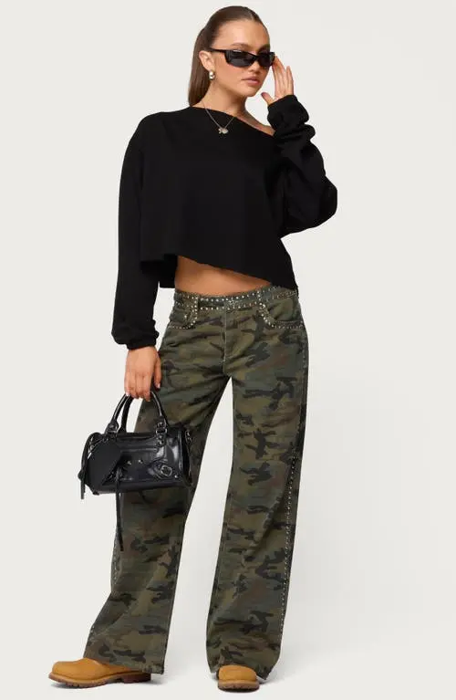 EDIKTED One-shoulder Sweatshirt - Black