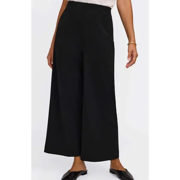Foxcroft Arlette Wide Leg Crop Crepe Pants - Black