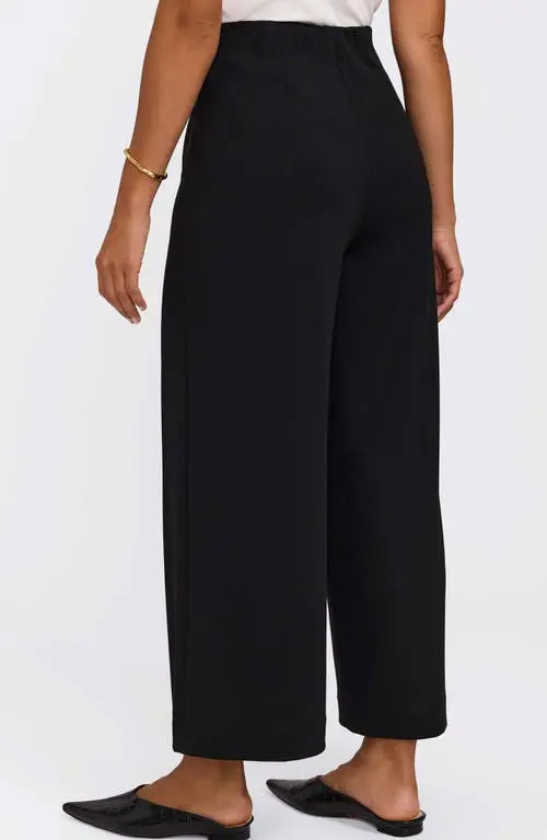 Foxcroft Arlette Wide Leg Crop Crepe Pants - Black