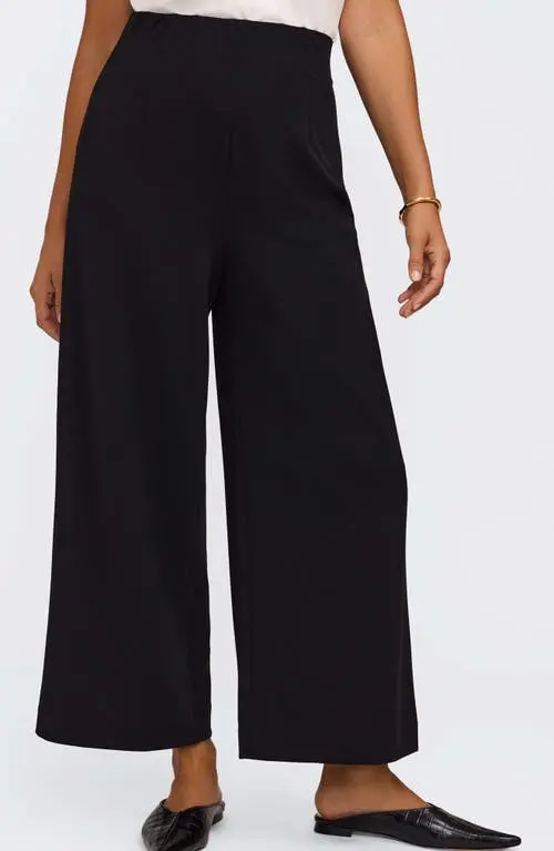Foxcroft Arlette Wide Leg Crop Crepe Pants - Black