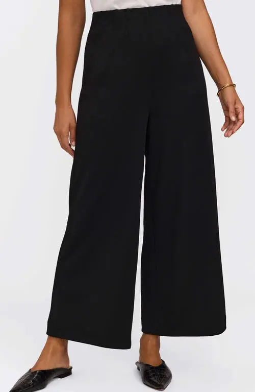Foxcroft Arlette Wide Leg Crop Crepe Pants - Black