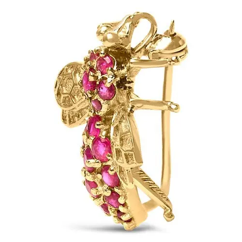 HAUS OF BRILLIANCE 14k Gold Ruby Bee Brooch