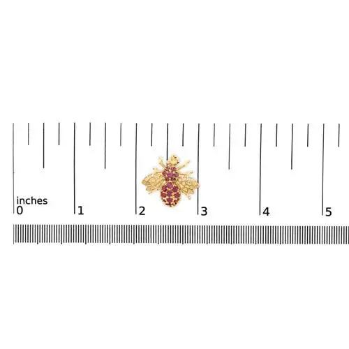 HAUS OF BRILLIANCE 14k Gold Ruby Bee Brooch