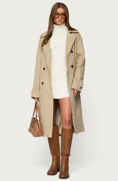 EDIKTED Belted Double-breasted Trench Coat