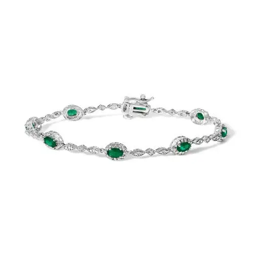 HAUS OF BRILLIANCE 10k Gold Emerald And Diamond Bracelet - White