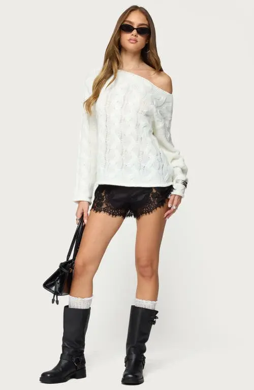 EDIKTED Lace And Satin Shorts